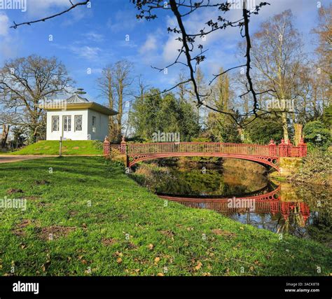 The Chinese House And The Red Cast Iron Footbridge At Shugbrough Hall