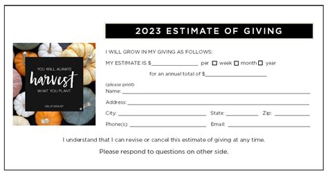 Estimate Of Giving Card 2023 St Pauls Rochester Umc