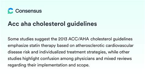 Acc Aha Cholesterol Guidelines Consensus Academic Search Engine