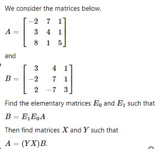 Solved We Consider The Matrices Below A 238741115 And Chegg Com