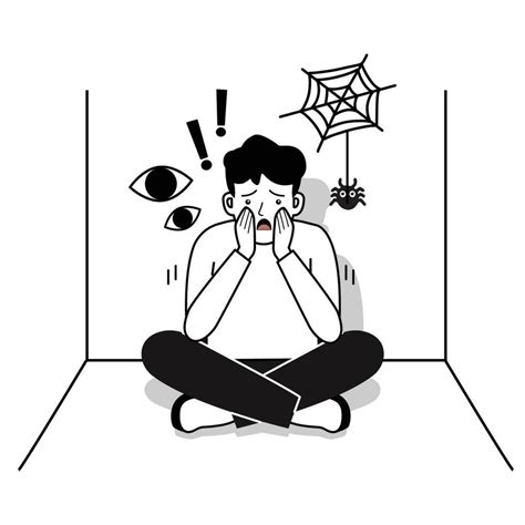 Man Suffers From Phobias And Fears The Psychological Concept Of Mental