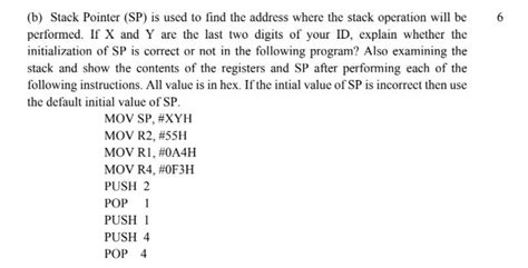solved 6 b stack pointer sp is used to find the address