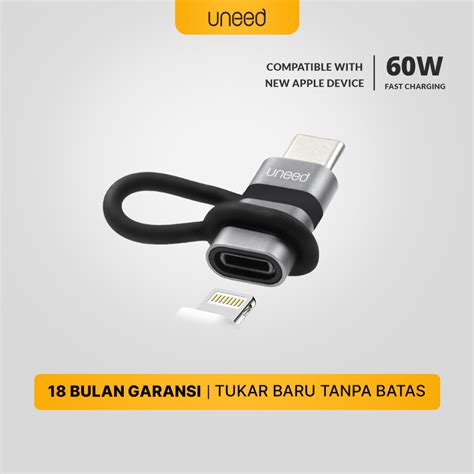 Jual UNEED Adapter OTG Lightning To Type C USB 3 0 Support For PD 60W UAT03IC Shopee Indonesia