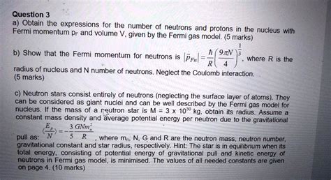 Solved Question 3 A Obtain The Expressions For The Number Of Neutrons
