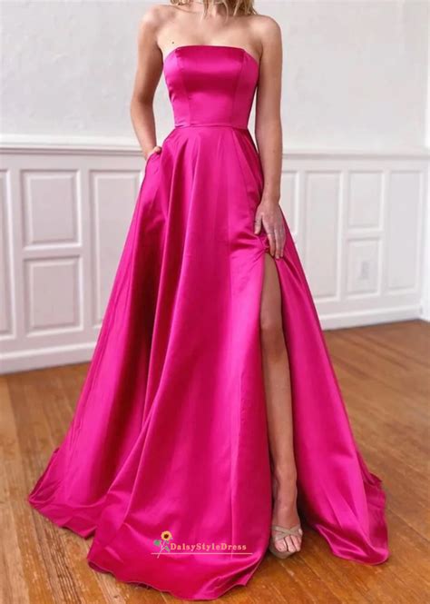 Sexy Slit Hot Pink Prom Dress Daisystyledress
