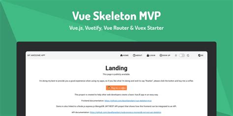 Vue Skeleton Mvp Vuejs Vuetify Vue Router And Vuex Starter Made