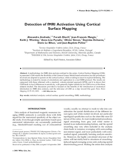 Pdf Detection Of Fmri Activation Using Cortical Surface Mapping