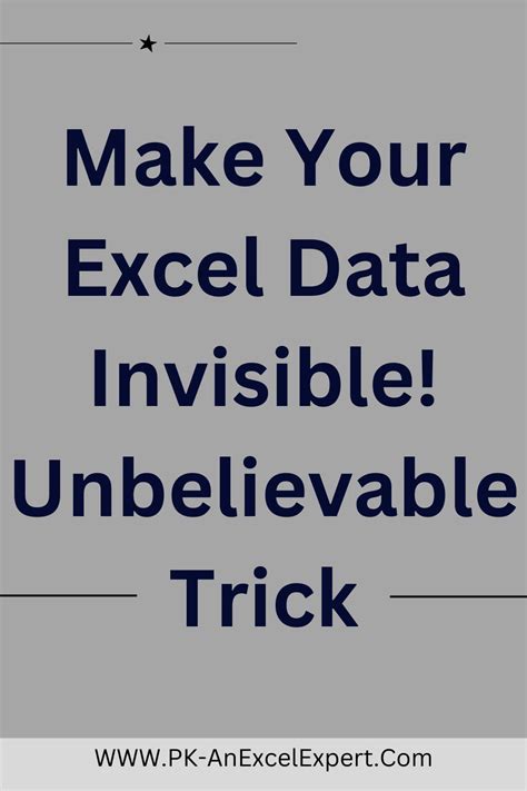 How To Make Your Excel Data Invisible Pk An Excel Expert Posted On