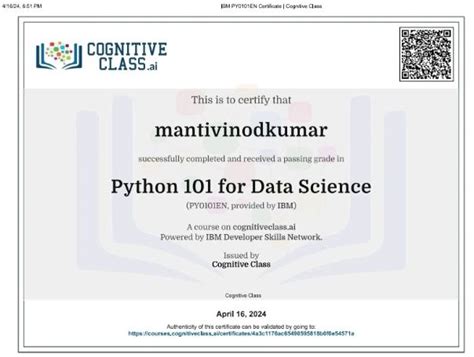Vinod Kumar On Linkedin Iam Completed Python With Data Science In Ibm