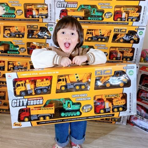 Ô TÔ Đồ Chơi Trẻ Em Set 6 Xe Công Trình Cứu Hoả Xe Cảnh Sát Set 8
