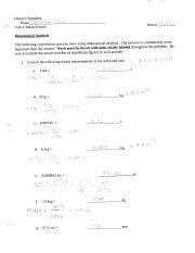 Honors Chemistry Unit 2 Measurement And Dimensional Analysis Course Hero