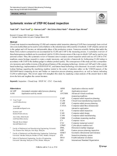 Pdf Systematic Review Of Step Nc Based Inspection