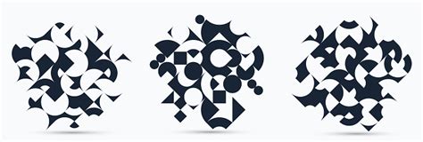 추상 기하학적 배경은 70 년대의 복고풍 스타일로 고립 된 벡터 흑백 디자인 요소를 설정 기하학적 모양과 현대적인 복잡한 구성 1970 1979 년에 대한 스톡 벡터 아트