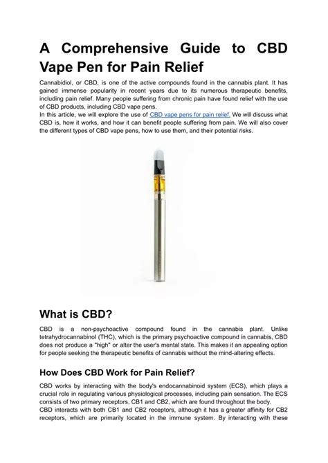 PPT A Comprehensive Guide To CBD Vape Pen For Pain Relief PowerPoint Presentation ID 12152057