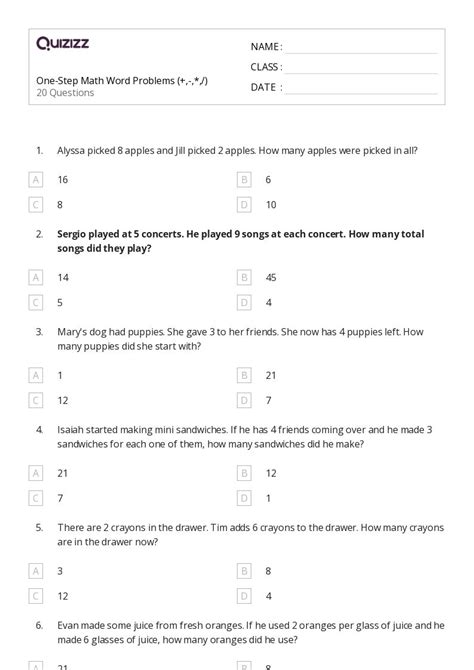 50 Math Word Problems Worksheets For 8th Class On Quizizz Free And Printable