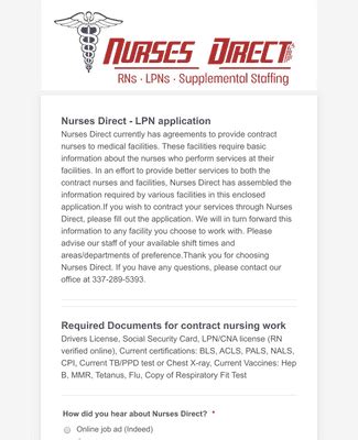LPN Application Form Template Jotform