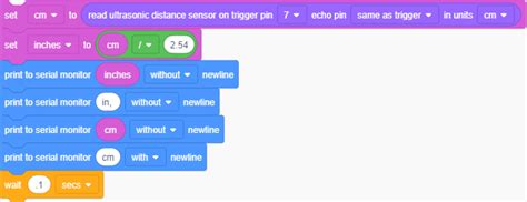 Code Blocks For Ultrasonic Range Finder Project Using Arduino In Tinkercad