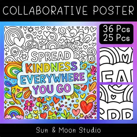 Spread Kindness Everywhere You Go Kindness Collaborative Coloring Poster