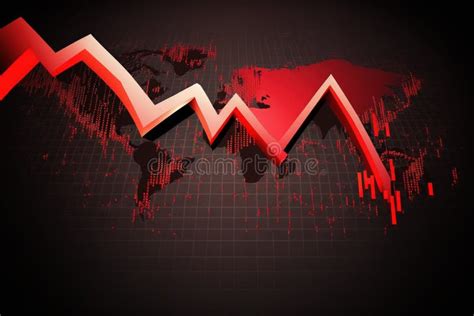 Financial Crisis Business Graph On Red Impact Stock Illustration