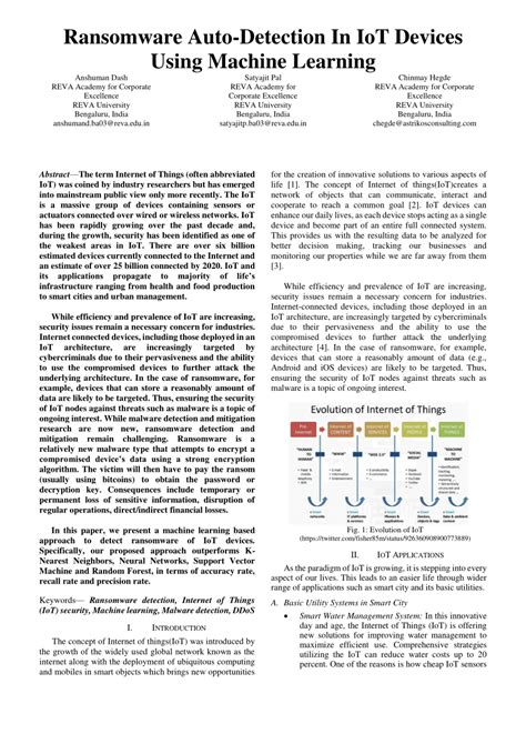 Pdf Ransomware Auto Detection In Iot Devices Using Machine Learning