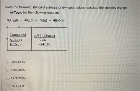 Solved Given The Following Standard Enthalpy Of Formation Chegg
