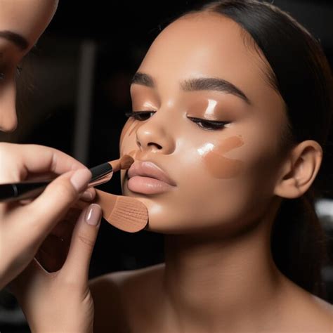 Premium Ai Image A Closeup Of A Makeup Artists Hands Applying
