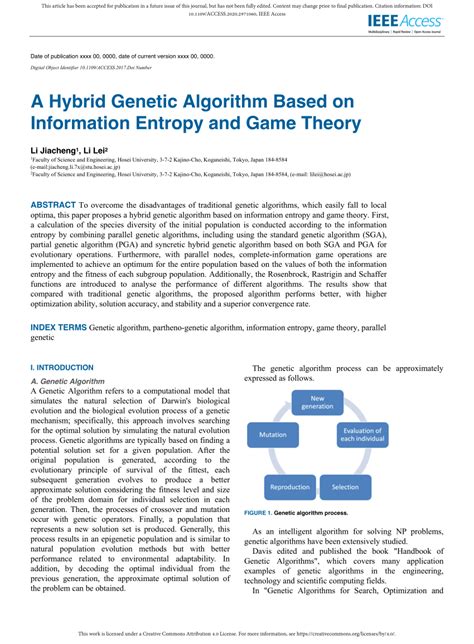 Pdf A Hybrid Genetic Algorithm Based On Information Entropy And Game