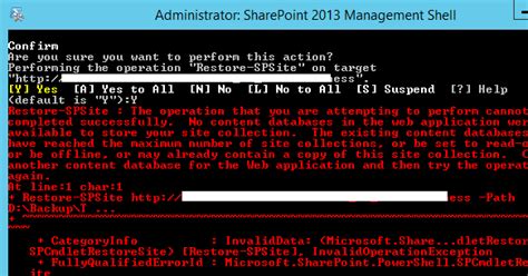 Restore Spsite The Operation That You Are Attempting To Perform Cannot Be Completed