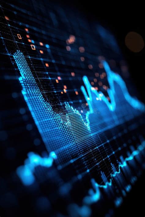 Blue Glowing Graph With Technology Data Visualization In Futuristic