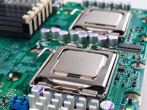 CPU Connector On The Circuit Motherboard With Pressure Contacts For Connecting A Silicon