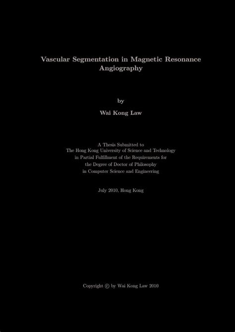 Pdf Vascular Segmentation In Magnetic Resonance Maxlawwkbio