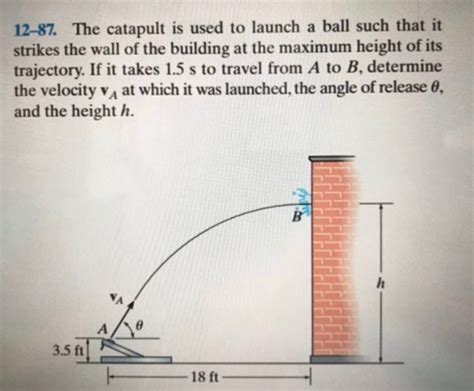 Solved 12 87 The Catapult Is Used To Launch A Ball Such