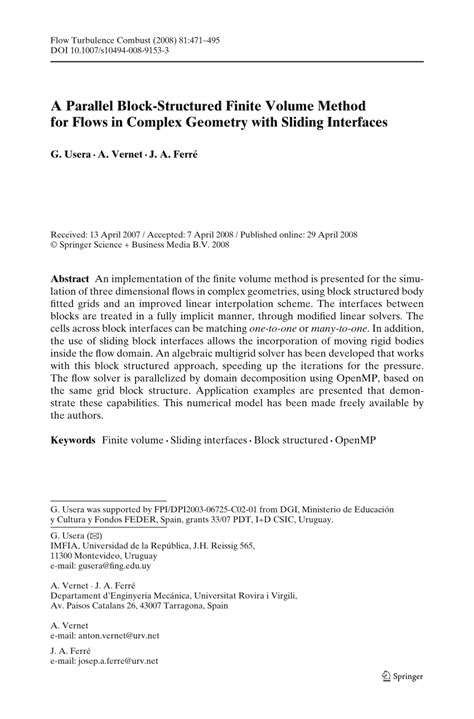 pdf a parallel block structured finite volume method for flows in