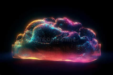 Neon Cloud Transforming Data Analysis With Cartoon High Tech Stock
