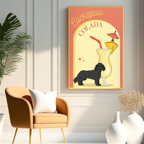 Black Cockapoo Wall Art Cockapoo Colada Cockapoo Bar Decor Print