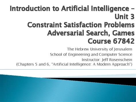 Introduction To Artificial Intelligence Unit 3 Constraint Satisfaction