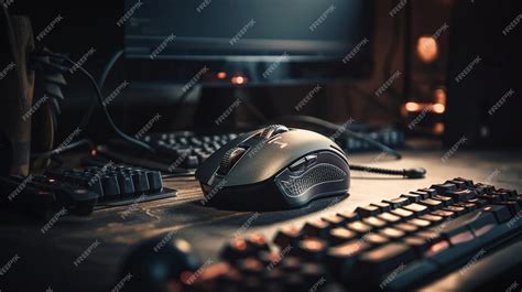 Premium Photo Computer Mouse And Keyboard On Dark Backgroundgenerative Ai