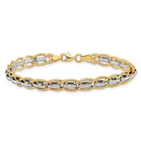 Leslies Leslies 14k Two Tone Polished Fancy Link Bracelet Tidwells