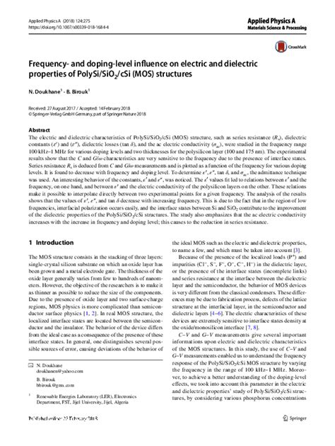 Pdf Frequency And Doping Level Influence On Electric And Dielectric