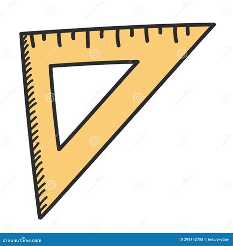 Triangular Ruler In Doodle Style Vector Isolated Stock Vector Illustration Of Geometric