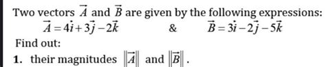 Solved Two Vectors A And B Are Given By The Following Chegg