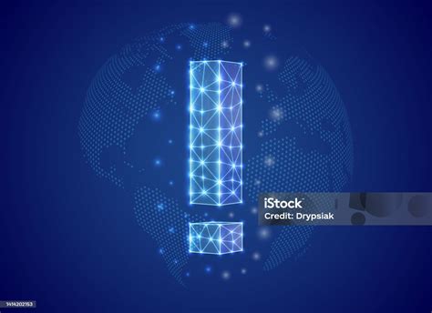 느낌표 3d 낮은 폴리 기호 파란색 세계지도 배경 경고 개념 디자인 그림입니다 연결된 점이 있는 주의 다각형 기호 0명에 대한 스톡 벡터 아트 및 기타 이미지 Istock