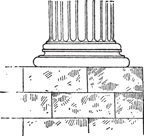 Stylobatevintage Engraving Pillar Step Stepped Vector Pillar Step