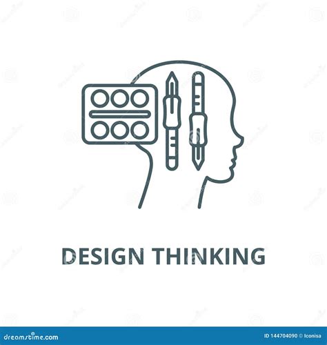 Design Thinking Line Icon Vector Design Thinking Outline Sign Concept Symbol Flat