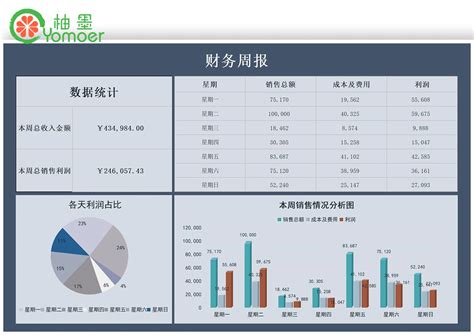 销售数据财务分析周报excel模板excel模板柚墨yomoer
