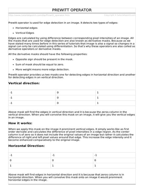 Prewitt Operator Pdf Pdf Algorithms Areas Of Computer Science