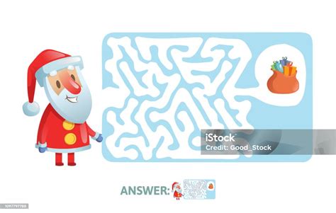 겨울 미로 게임입니다 재미 있는 산타 캐릭터와 응답 미 궁입니다 평면 벡터 일러스트입니다 흰색 배경에 고립 거리에 대한 스톡 벡터 아트 및 기타 이미지 Istock