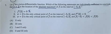 Solved Let F ﻿be A Twice Differentiable Function Which Of