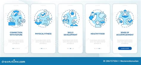 Benefits Of Farm Work Blue Onboarding Mobile App Screen Stock