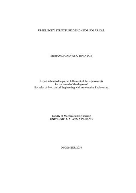Pdf Upper Body Structure Design For Solar Car Muhammad Syafiq Bin Ayob Dokumen Tips